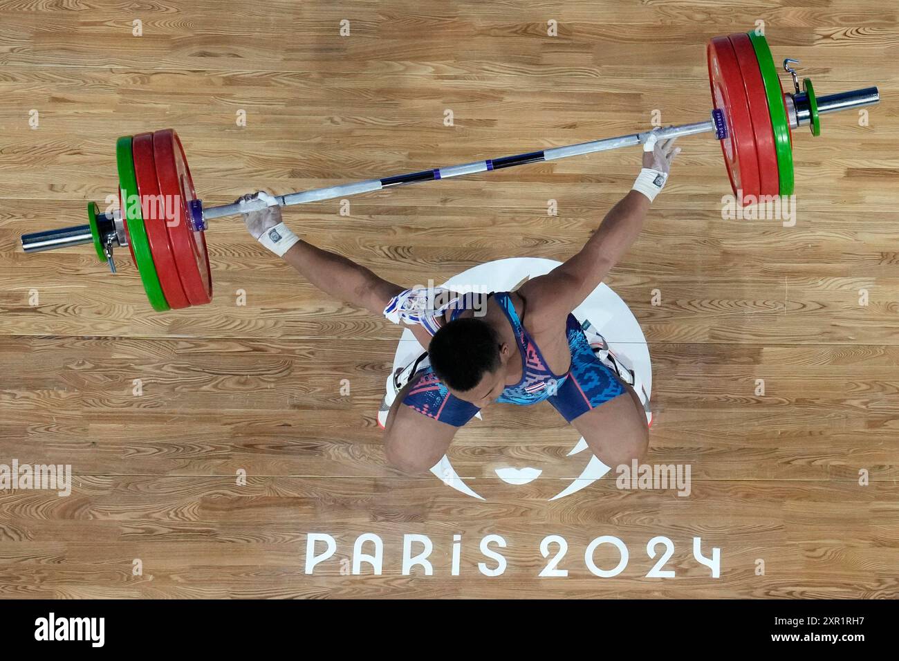 Weeraphon Wichuma of Thailand fails to lift during the men's 73kg weightlifting event at the ...