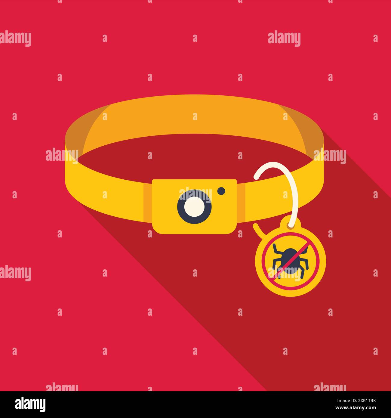 Yellow anti flea collar is protecting pet from parasites Stock Vector ...