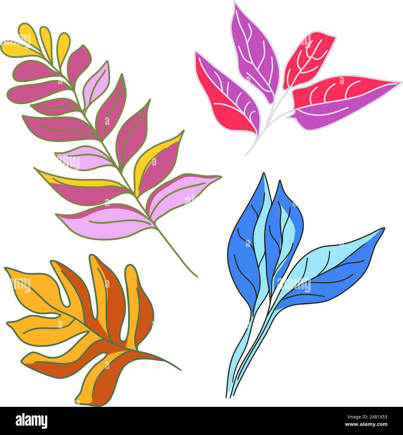 Decorative leaves in doodle style vector illustration Stock Vector ...
