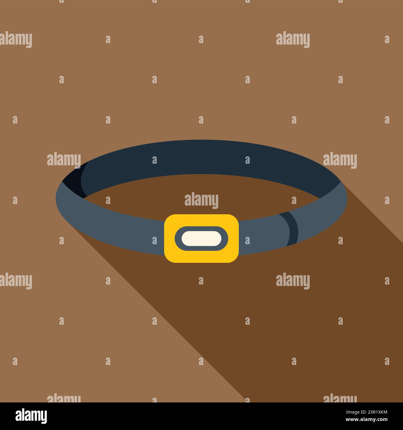 Simple illustration of a black belt with a yellow buckle closing a pair ...