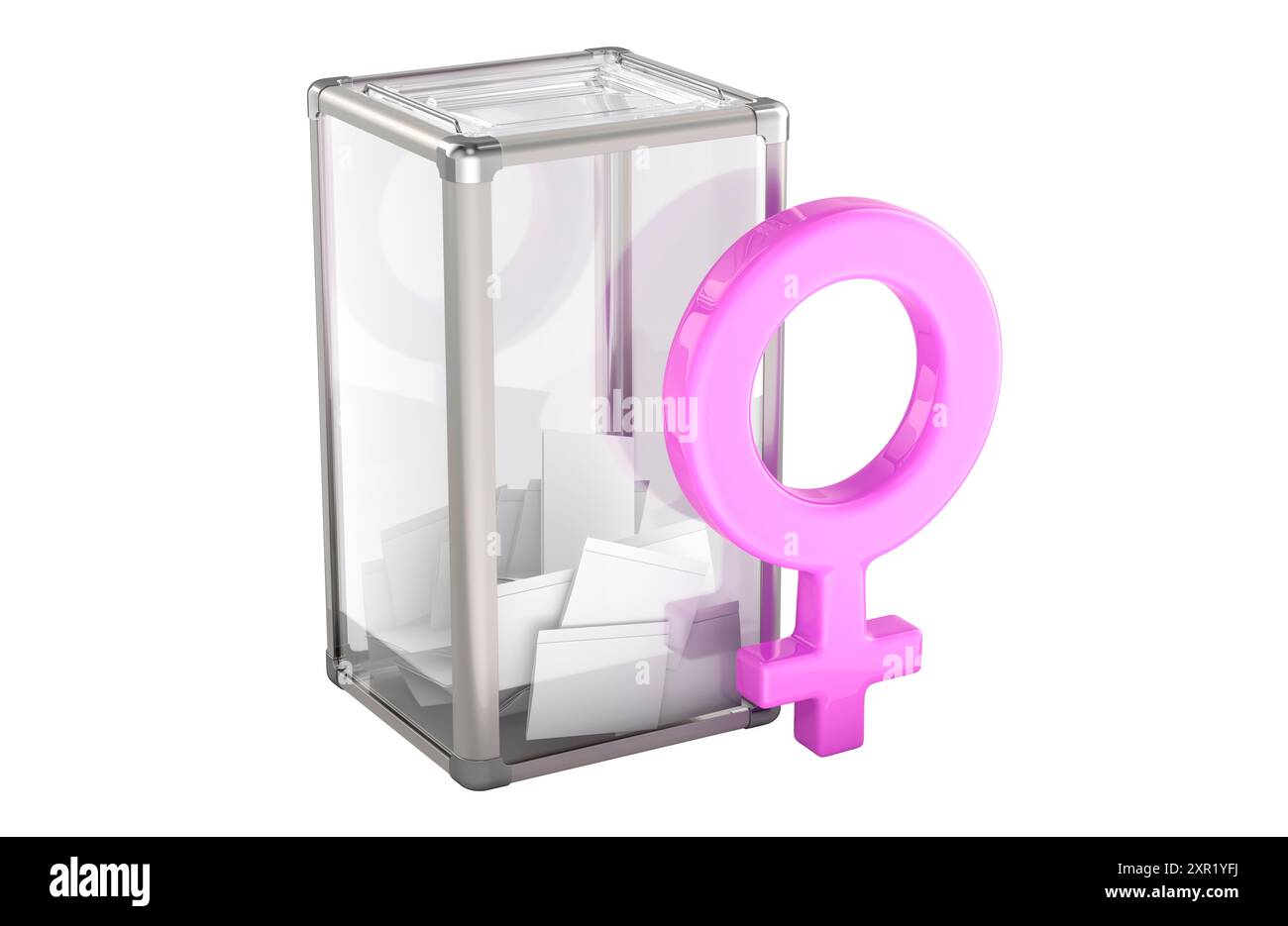 Election ballot box with Female Gender Symbol, 3D rendering isolated on ...