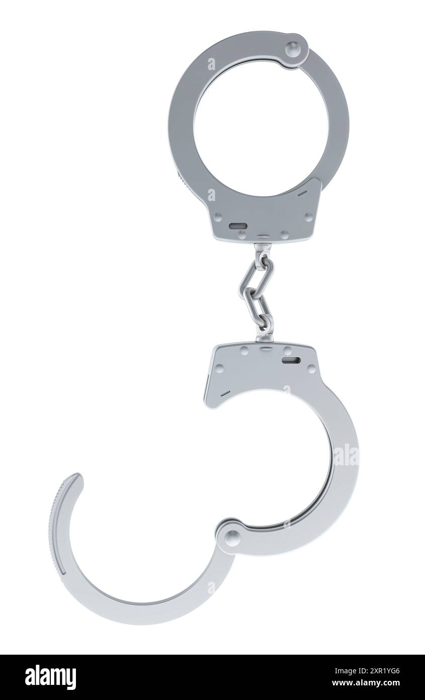 Opened Handcuffs, 3D rendering isolated on white background Stock Photo ...