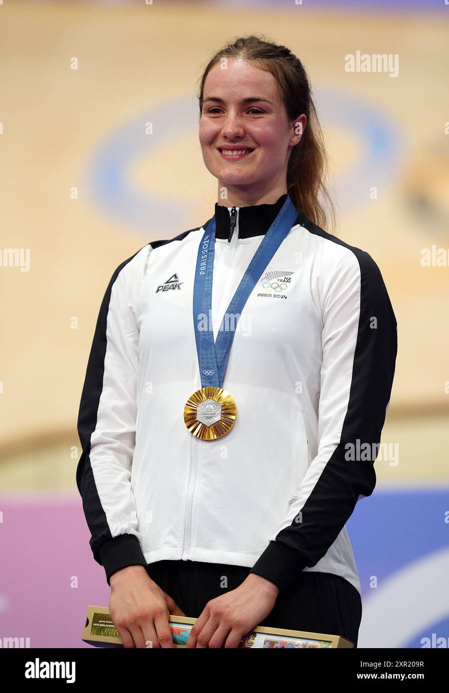 New Zealand's Ellesse Andrews (gold) during the medal ceremony for the ...