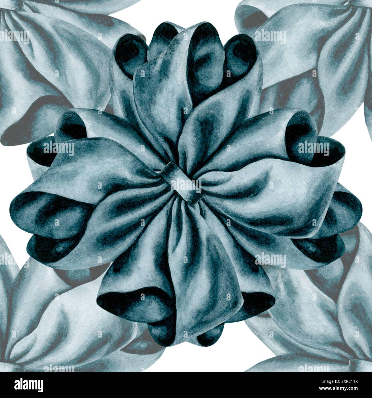 Grey bows on a white background are made with watercolors as a seamless ...