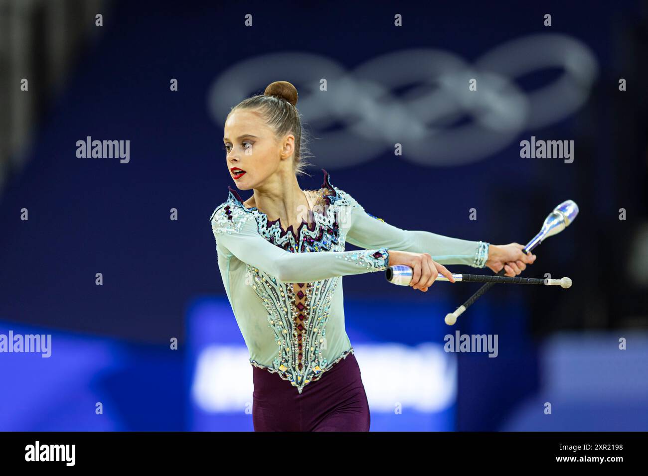 Paris, France. 08th August 2024. Olympic Games, rhythmic gymnastics ...