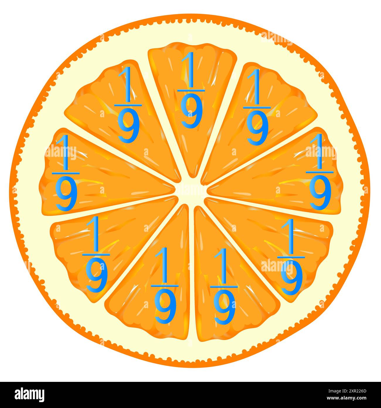 Mathematical games for children. Study the fractions numbers, example ...