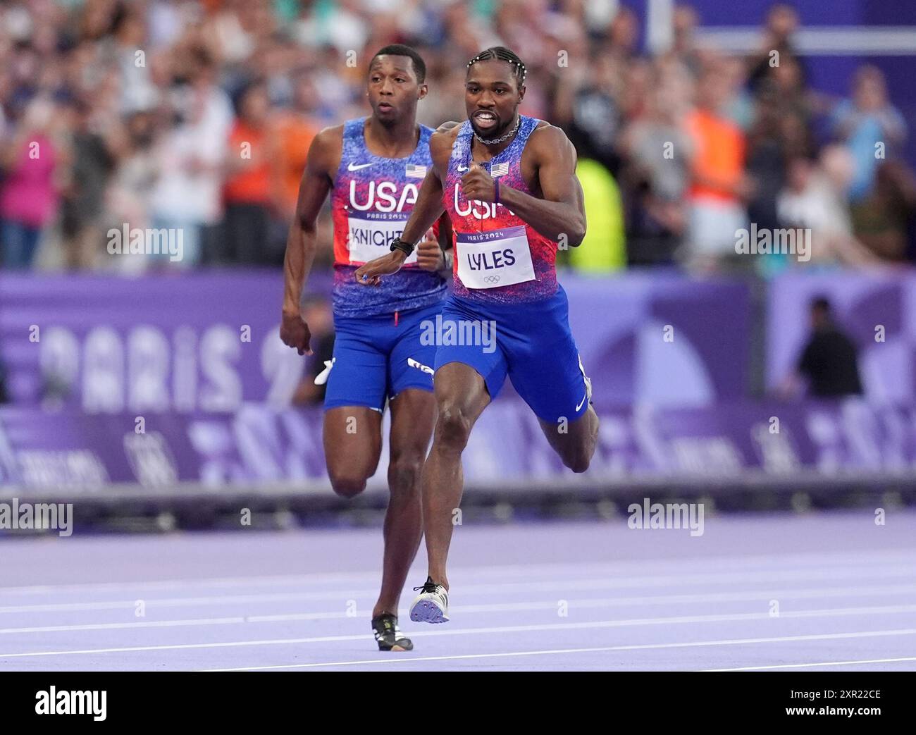 USA's Noah Lyles finishing third in the Men's 200m Final at the Stade ...