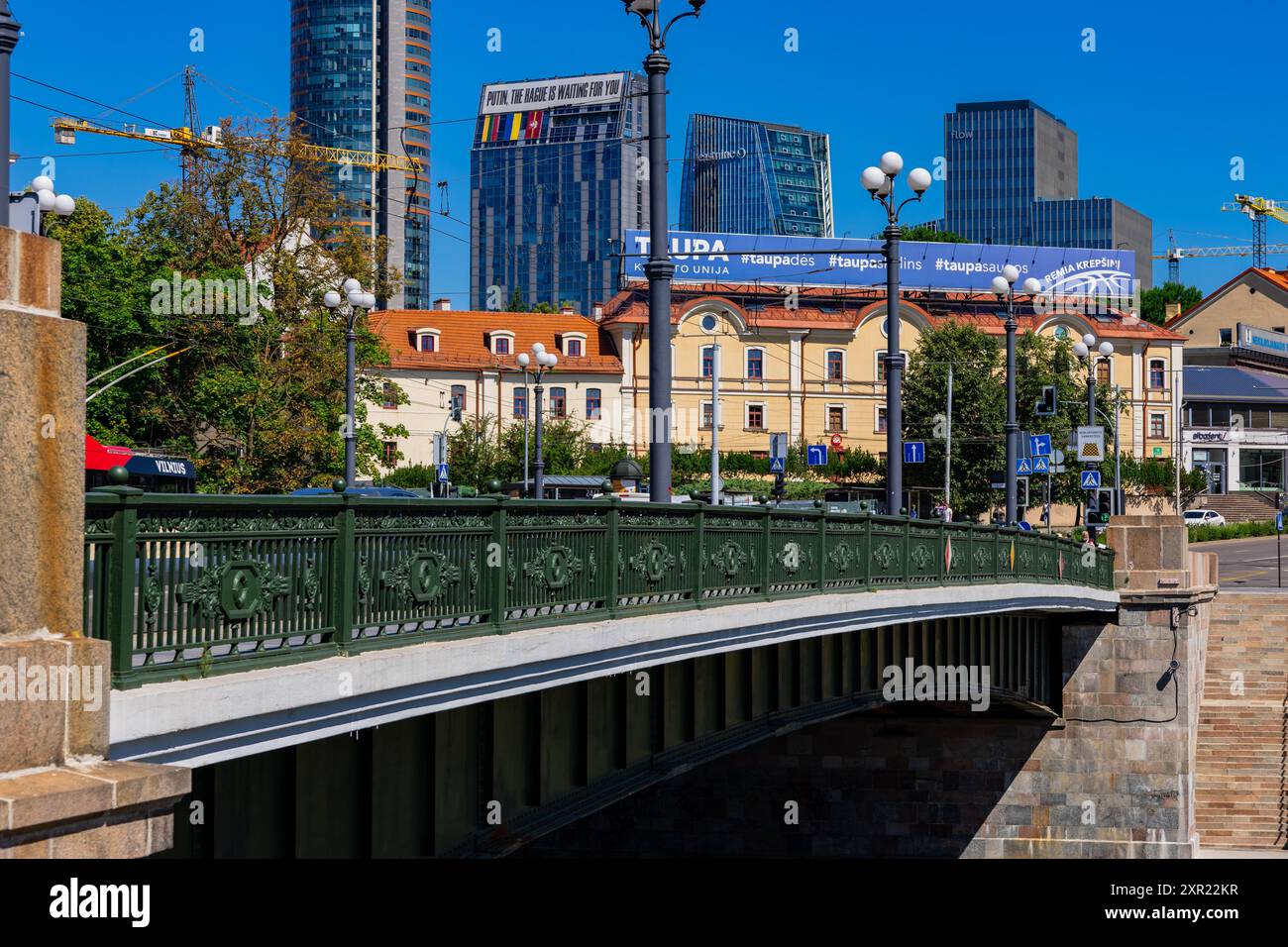 Vilnius, Lithuania. June 27, 2024. View of Green Bridge and the city ...
