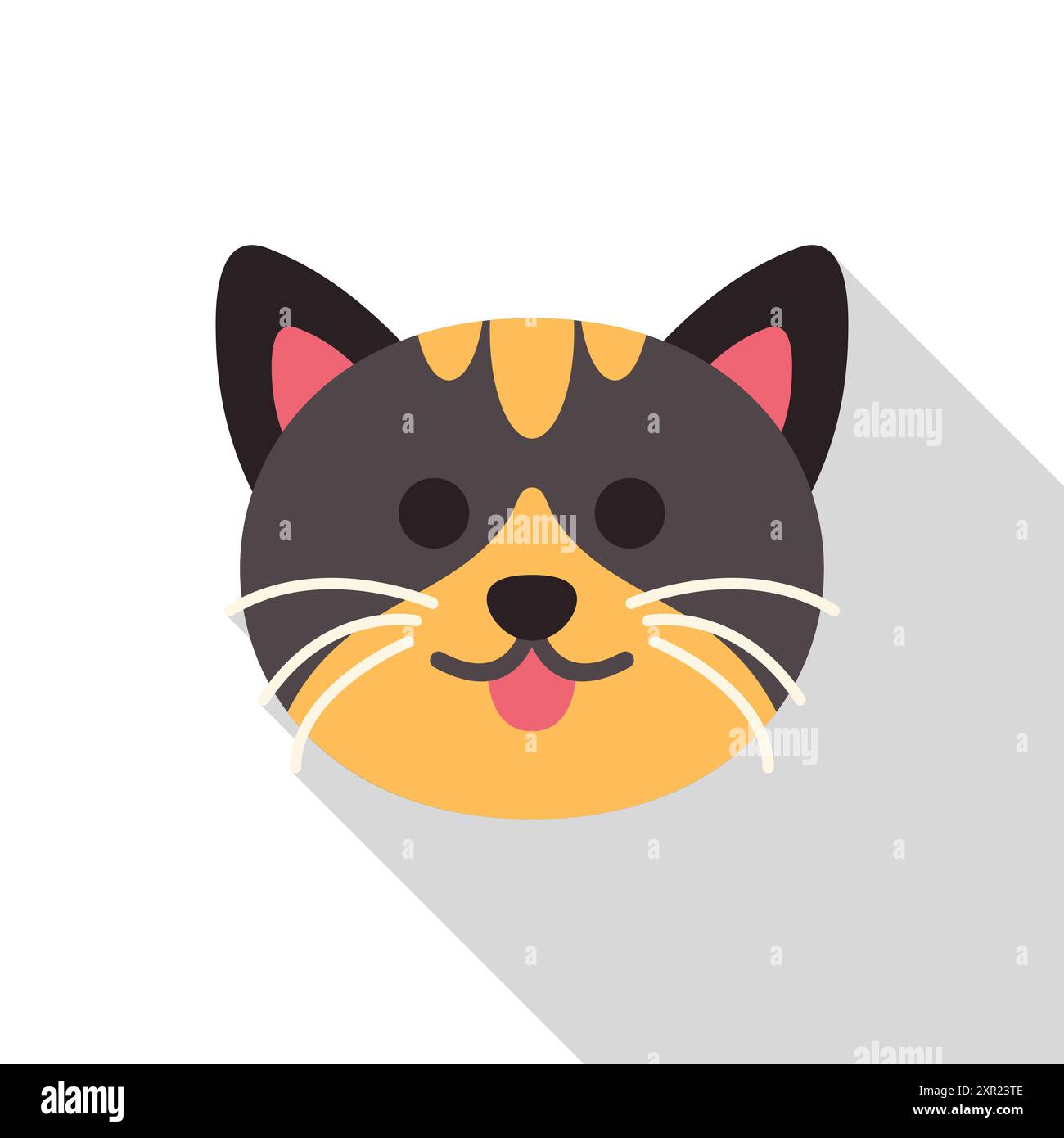 Cute calico cat is sticking out its tongue in this flat design ...