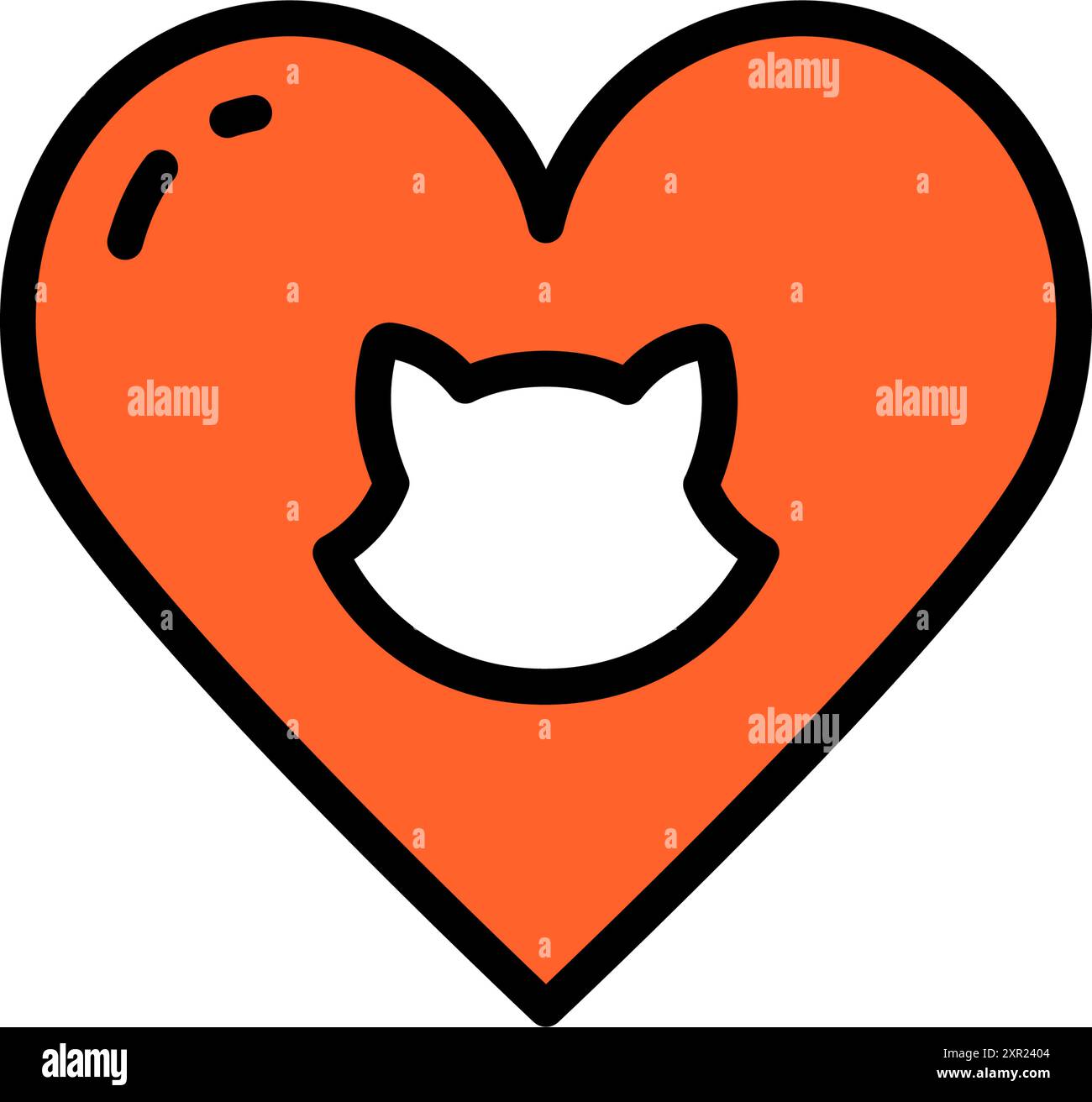 Cat head with heart color icon. Cat face design on white background ...