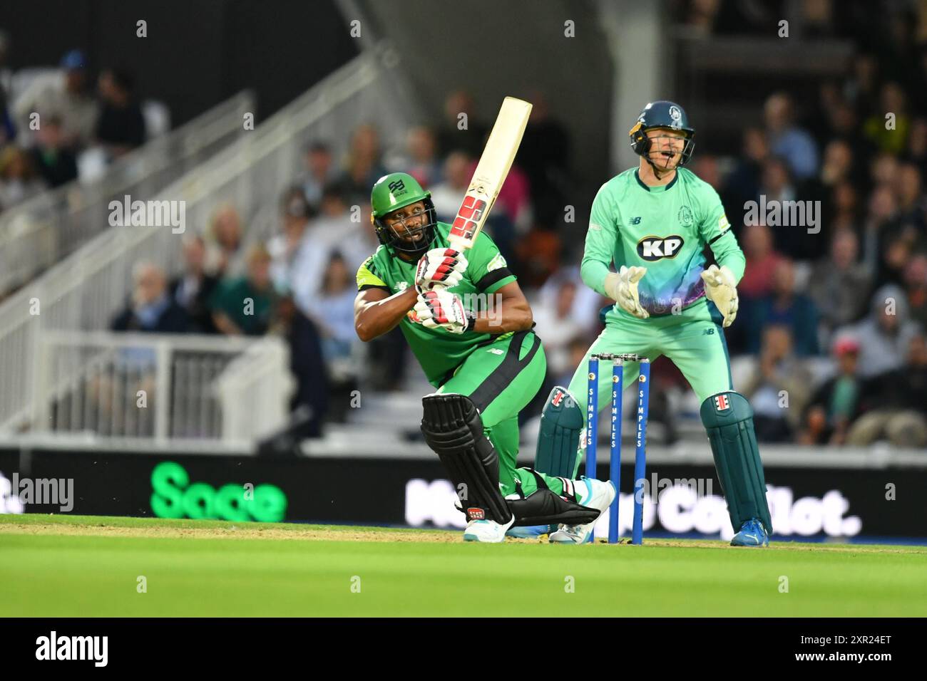London, England. 8th Aug 2024. Kieron Pollard bats during The Hundred ...
