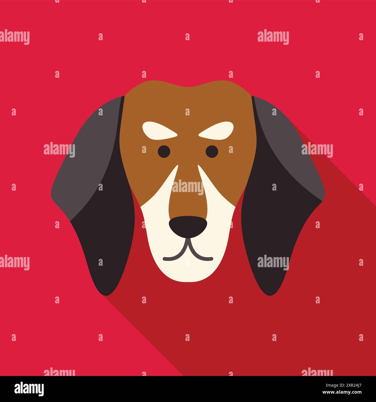 Minimalist illustration of a brown dachshund dog face, looking forward ...