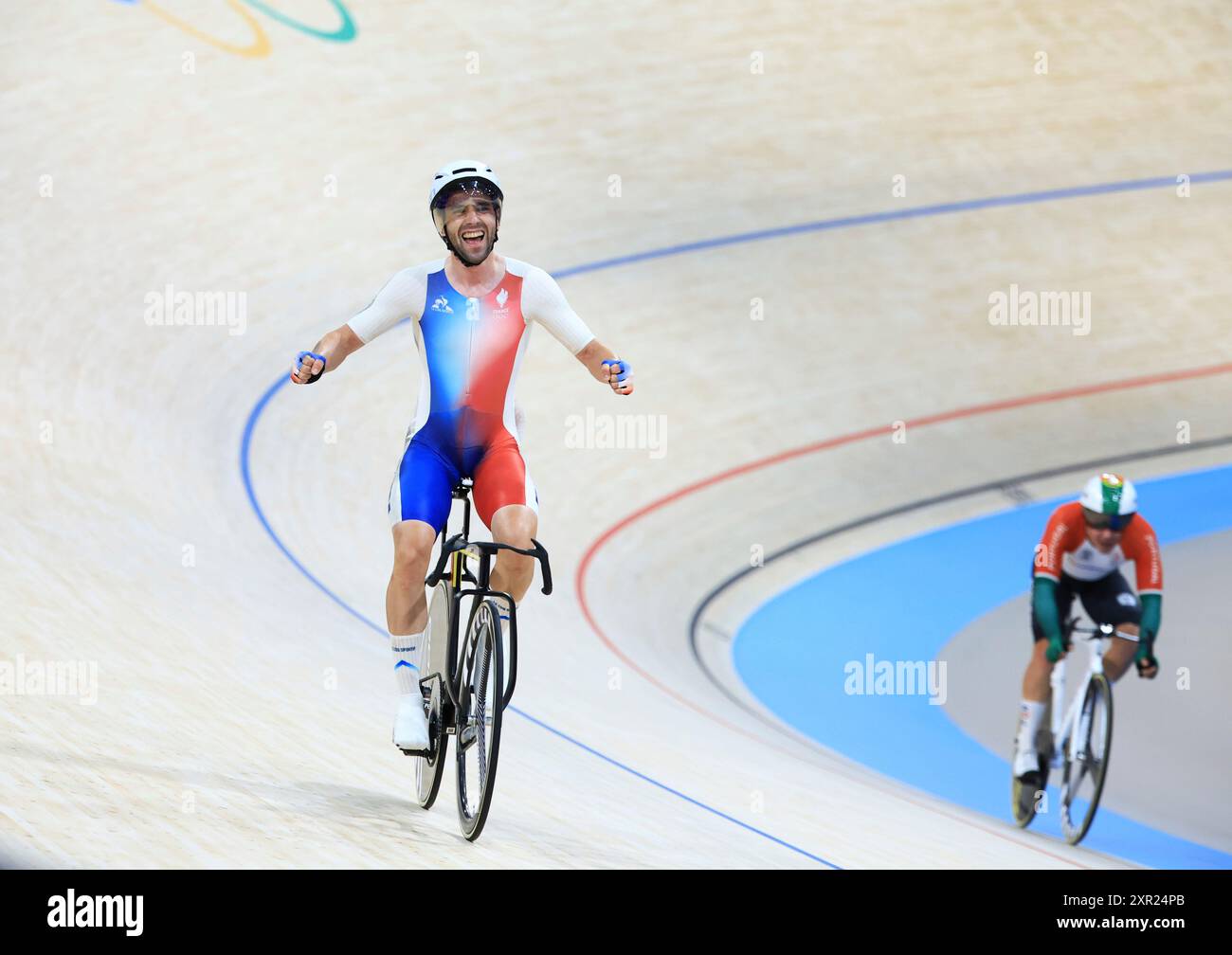 France's THOMAS Benjamin reacts after winning the Men's Omnium, Point ...