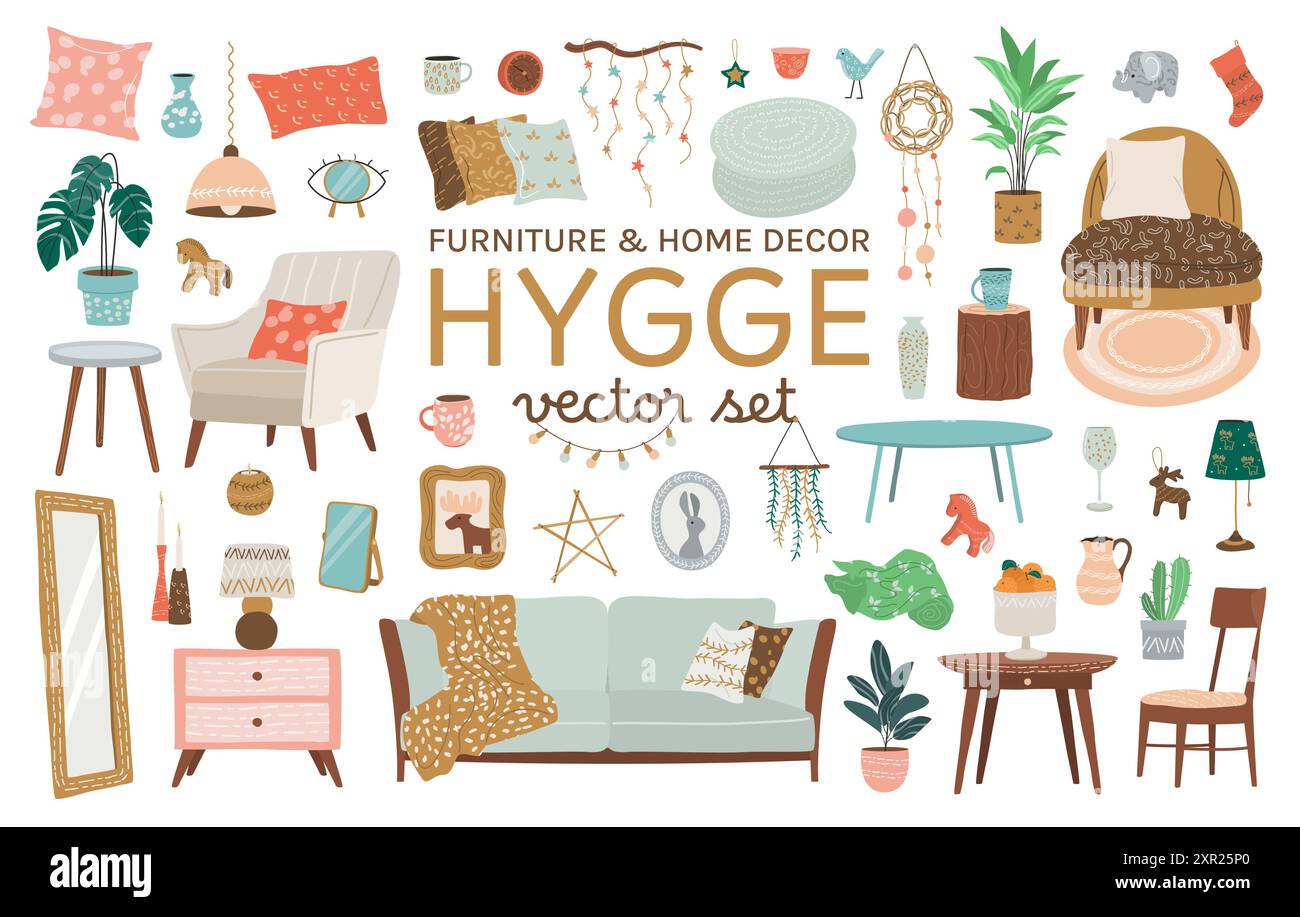 Home Interior, Furniture and Decor Set Stock Vector Image & Art - Alamy