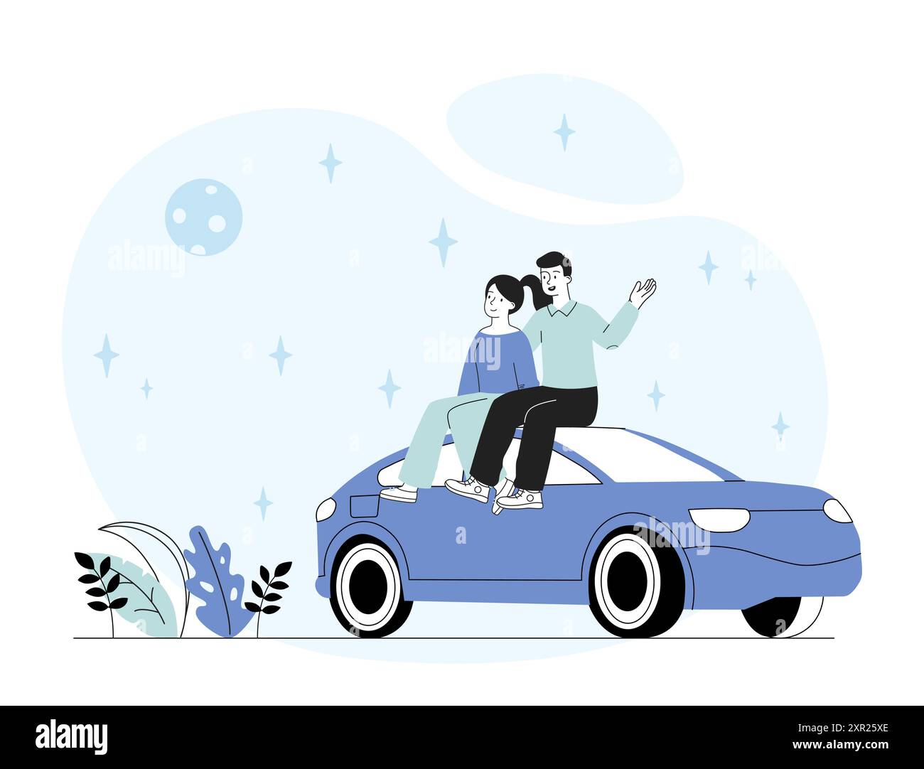 Love couple in moonlight hi-res stock photography and images - Alamy