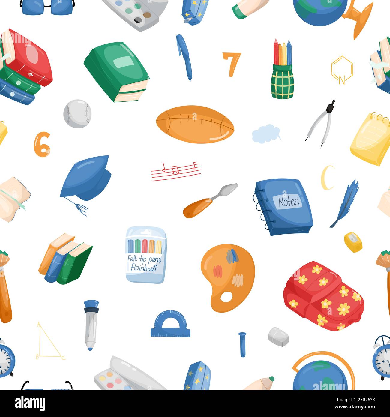 Childrens cute school. School supplies pattern. Back to school concept ...