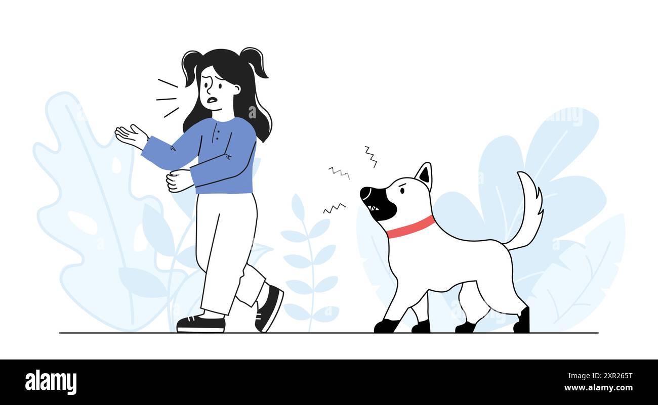 Fearful girl dog Stock Vector Images - Alamy