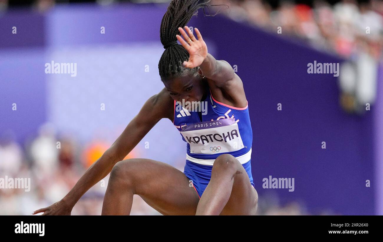 Hilary Kpatcha, of France, competes during the women's long jump final ...