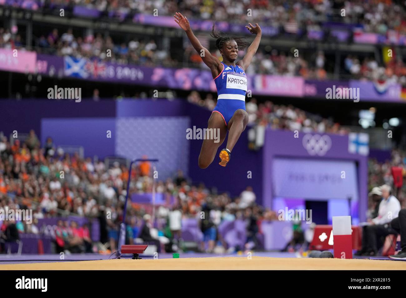 Hilary Kpatcha, of France, competes during the women's long jump final ...