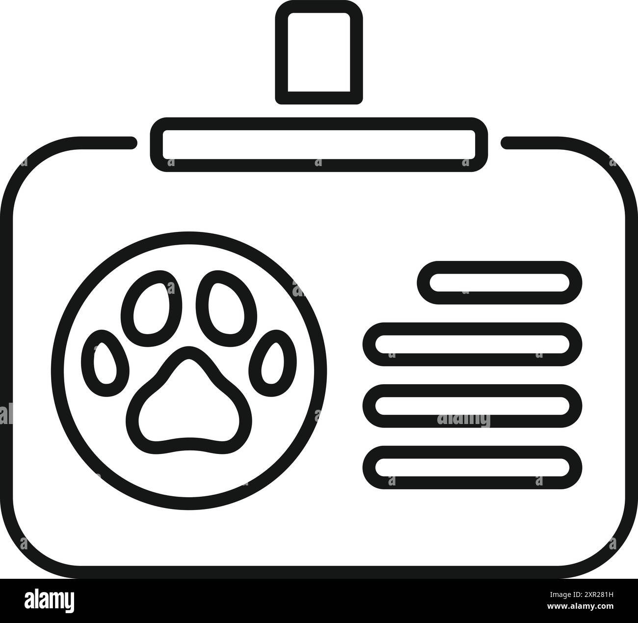 Line icon of a badge with a paw print, symbolizing veterinary services ...