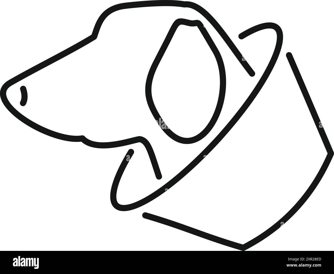 Simple line drawing of a dog head stuck in a bucket, perfect for pet ...
