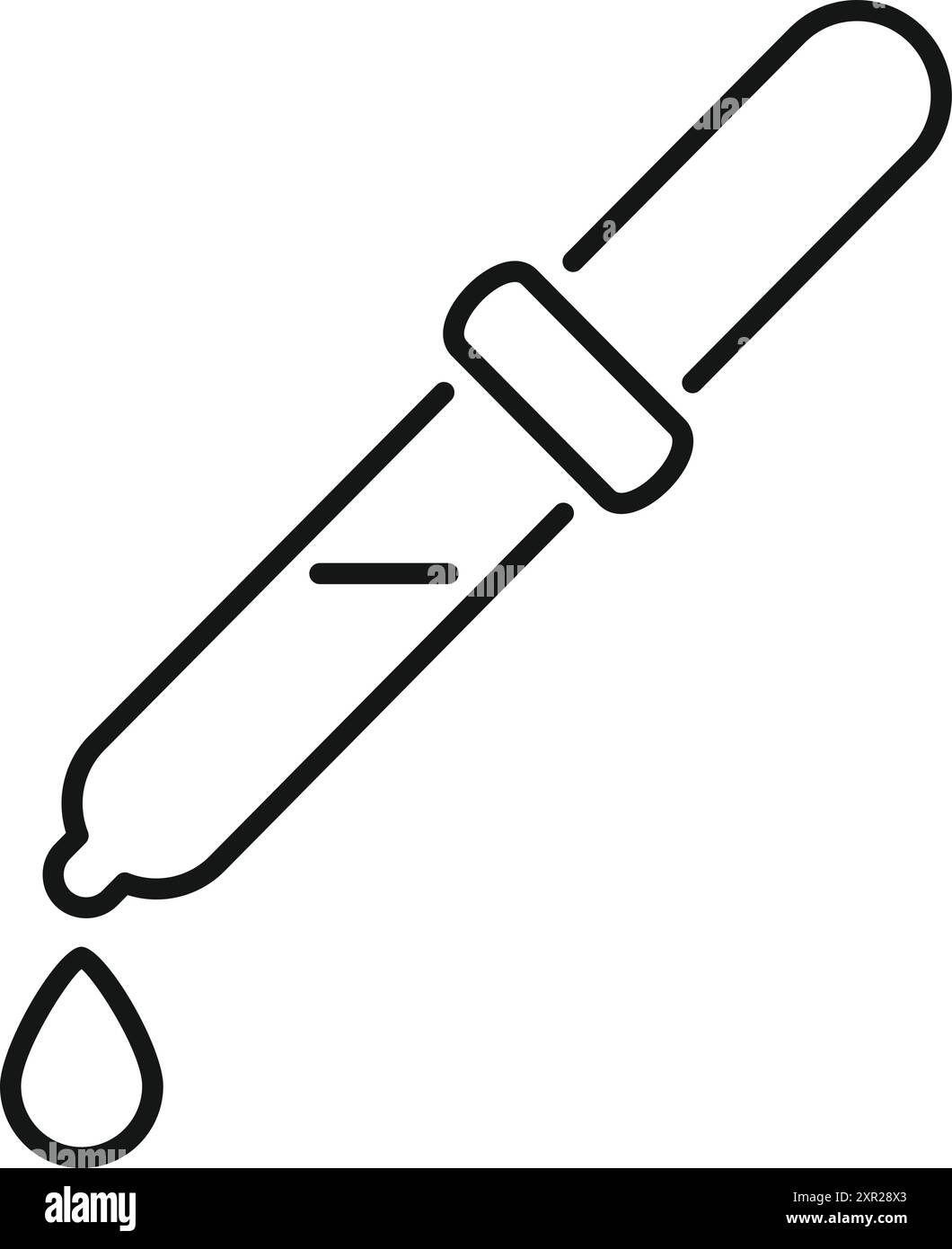 Simple line icon of a pipette dropping liquid representing chemistry ...