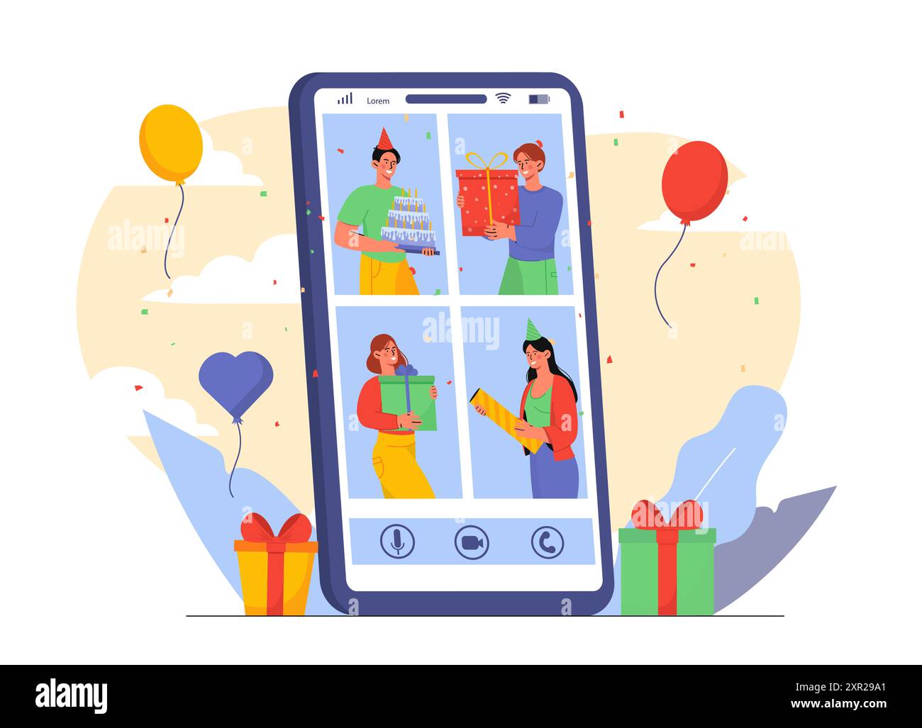 Woman on christmas video chat Stock Vector Images - Alamy