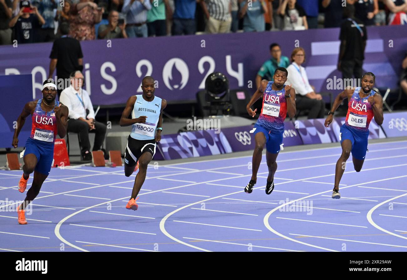 TEBOGO Letsile of Botswana (2nd from L) competes during the men's ...