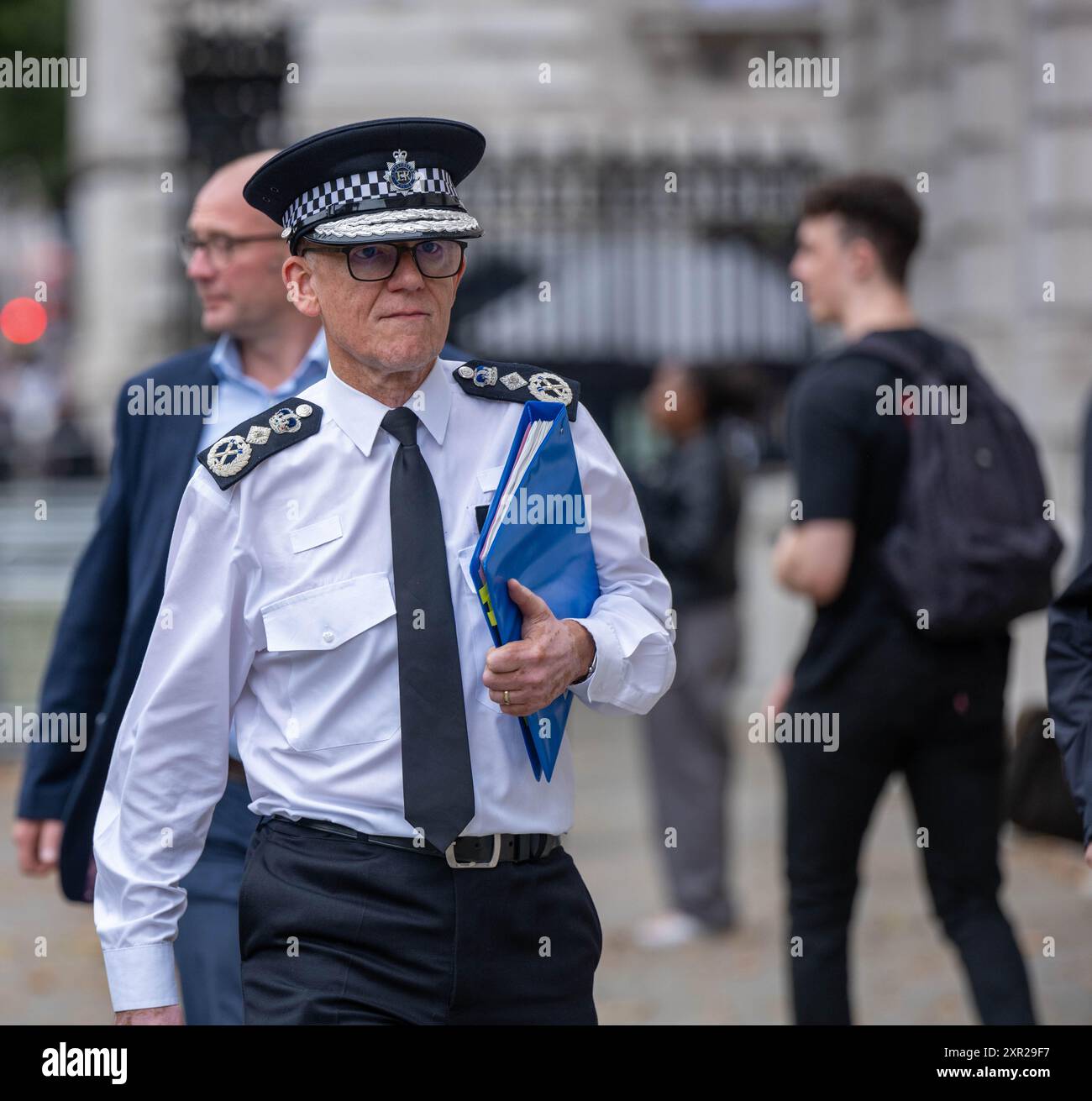 London, UK. 8th Aug, 2024. COBRA meeting attendees arrive at the ...
