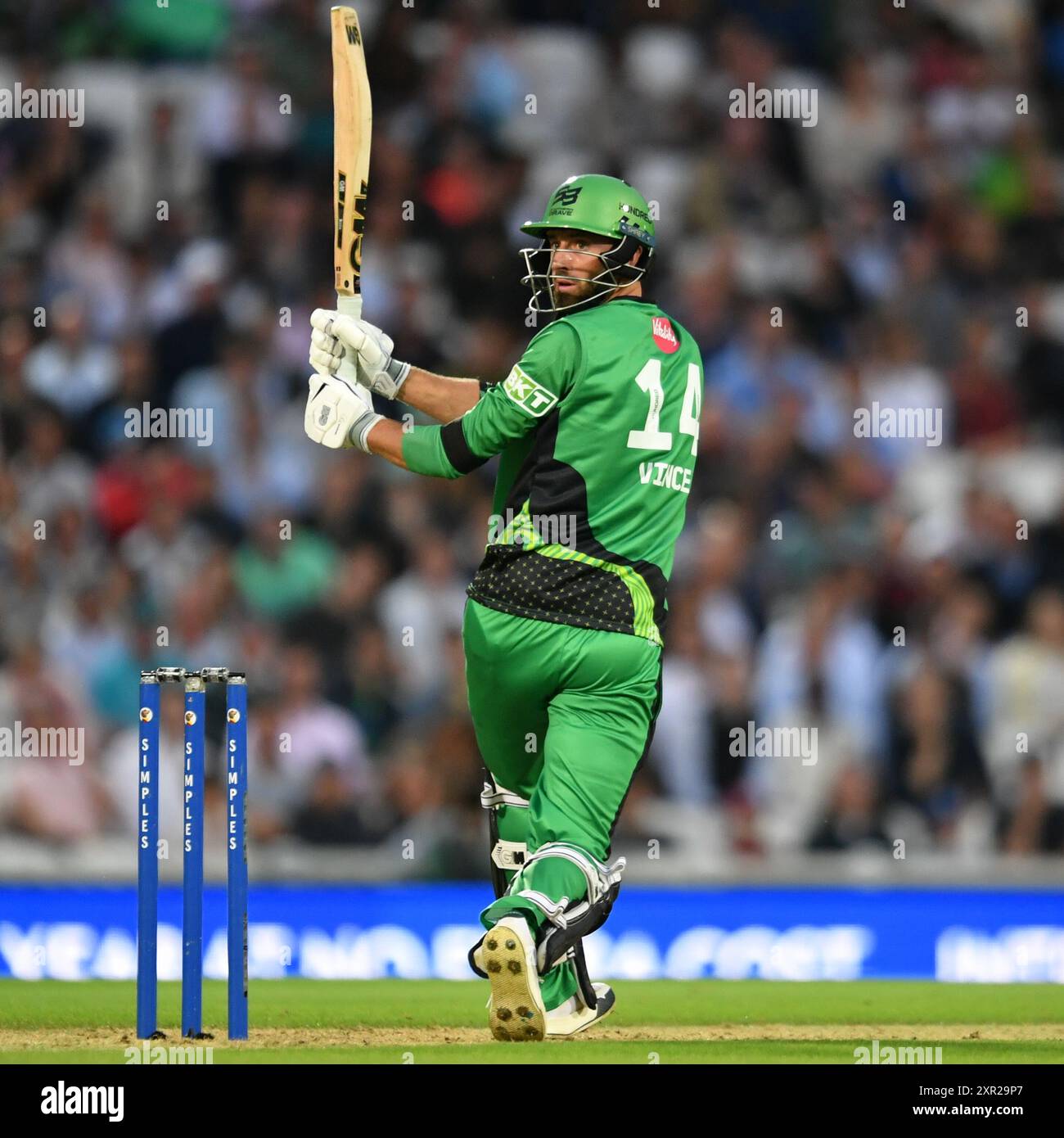 London, England. 8th Aug 2024. James Vince bats during The Hundred ...