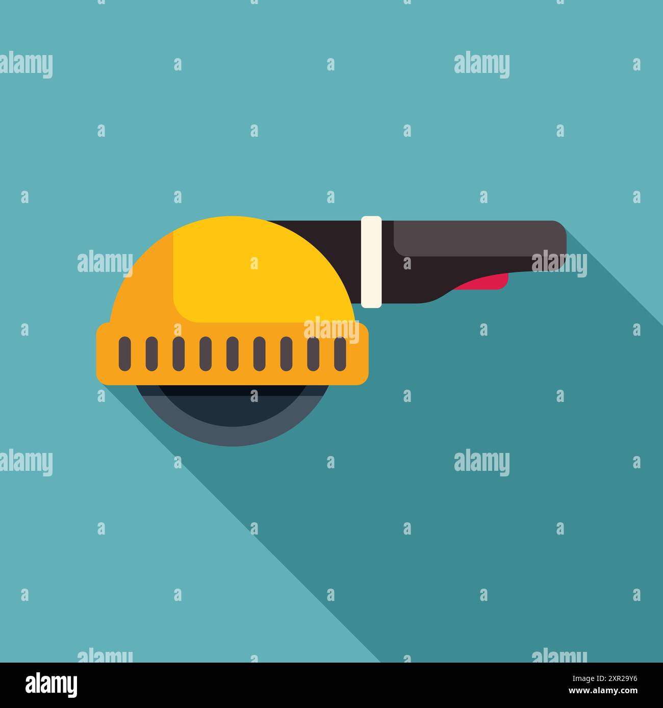 Angle grinder working, metal grinding machine illustration in flat ...