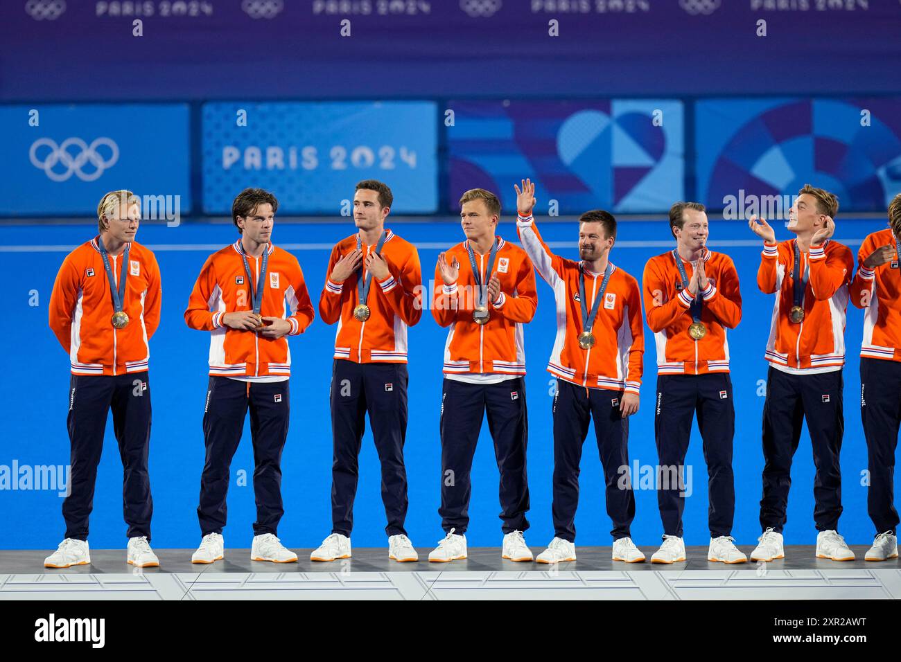 Netherlands' players celebrate after winning the gold medal in the men ...