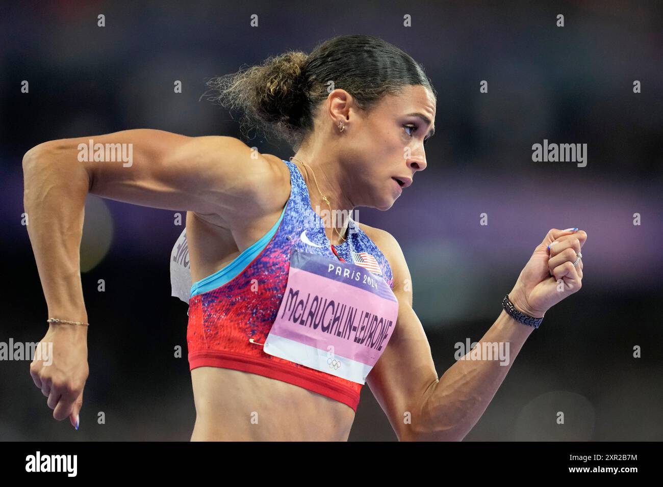 Sydney McLaughlin-Levrone, of the United States competes in the women's ...