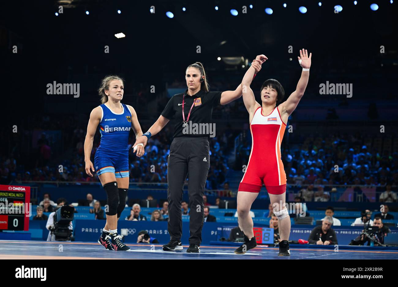 Paris, France. 08th Aug, 2024. Olympia, Paris 2024, wrestling, bronze ...