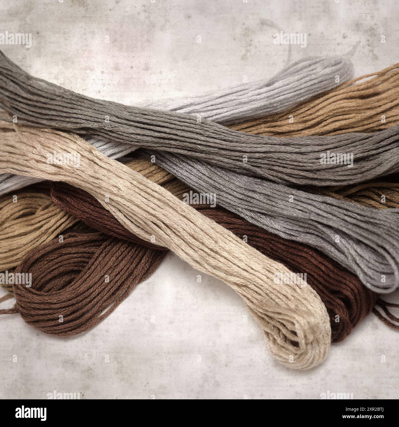 textured stylish old paper background, square, with cotton embroidery ...