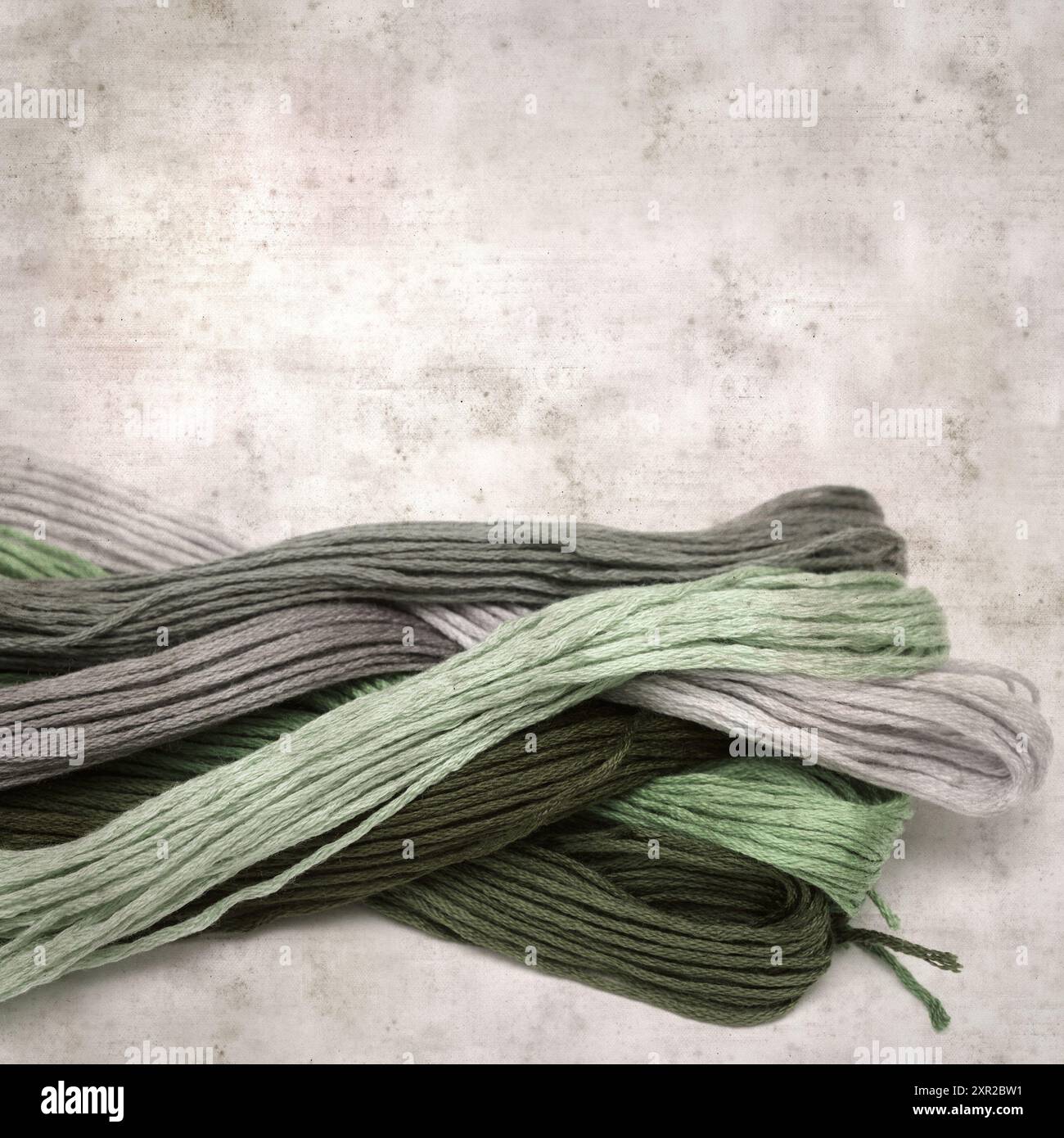 textured stylish old paper background, square, with cotton embroidery ...