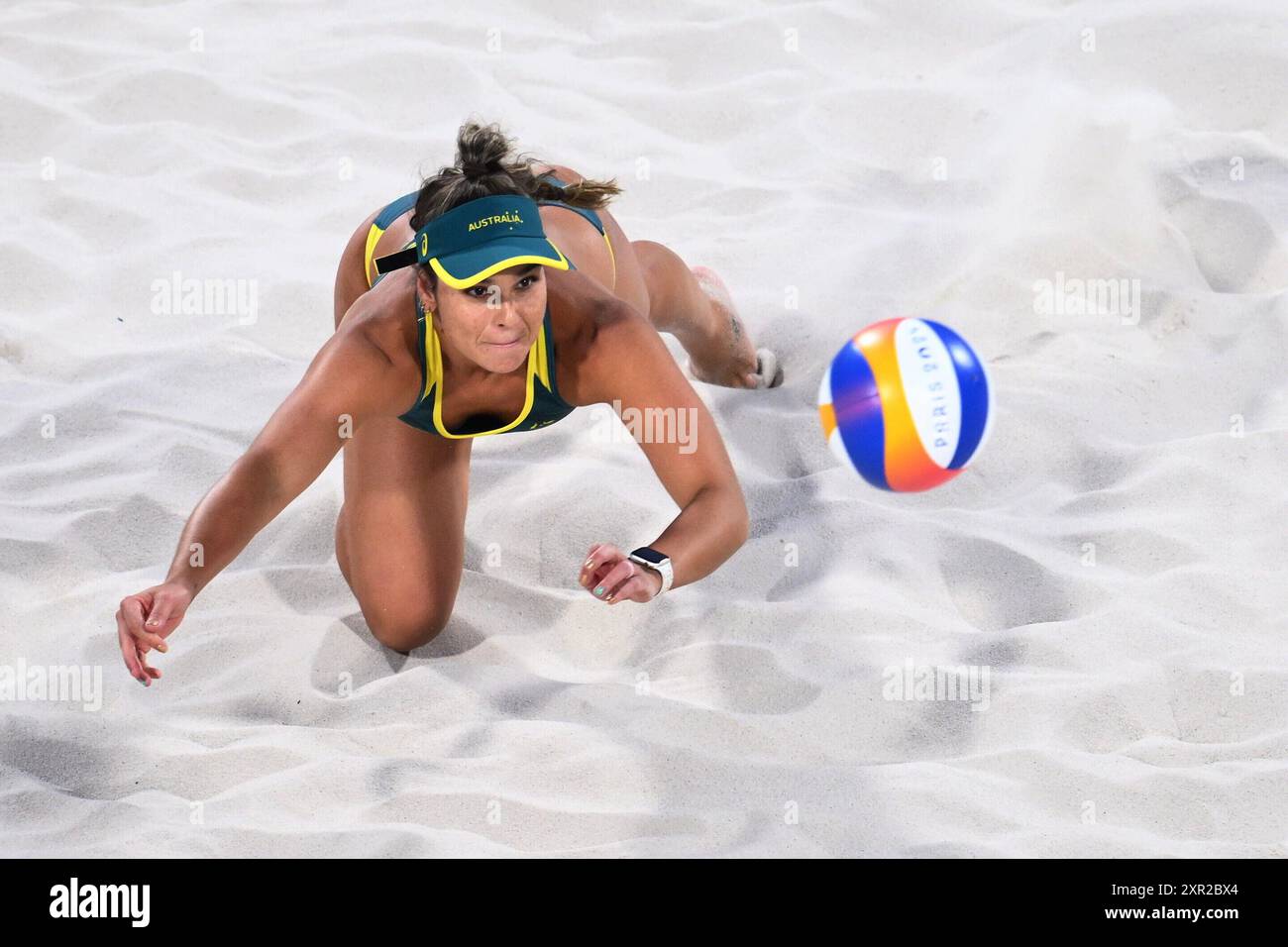 Paris, France. 08th Aug, 2024. Australian beach volleyball player Mariafe Artacho del Solar in ...