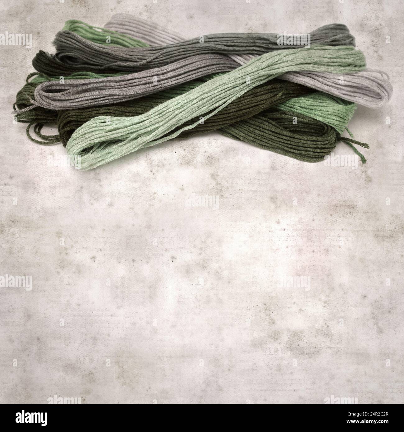 textured stylish old paper background, square, with cotton embroidery ...