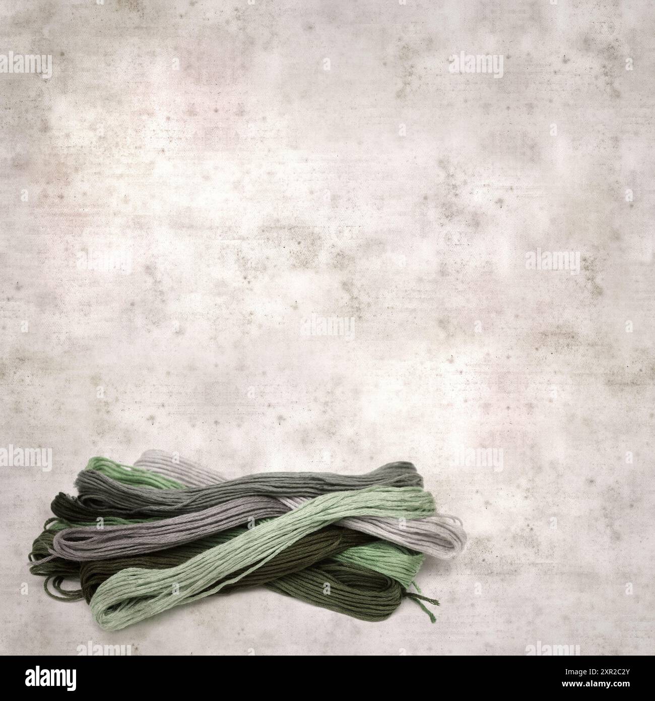 textured stylish old paper background, square, with cotton embroidery ...