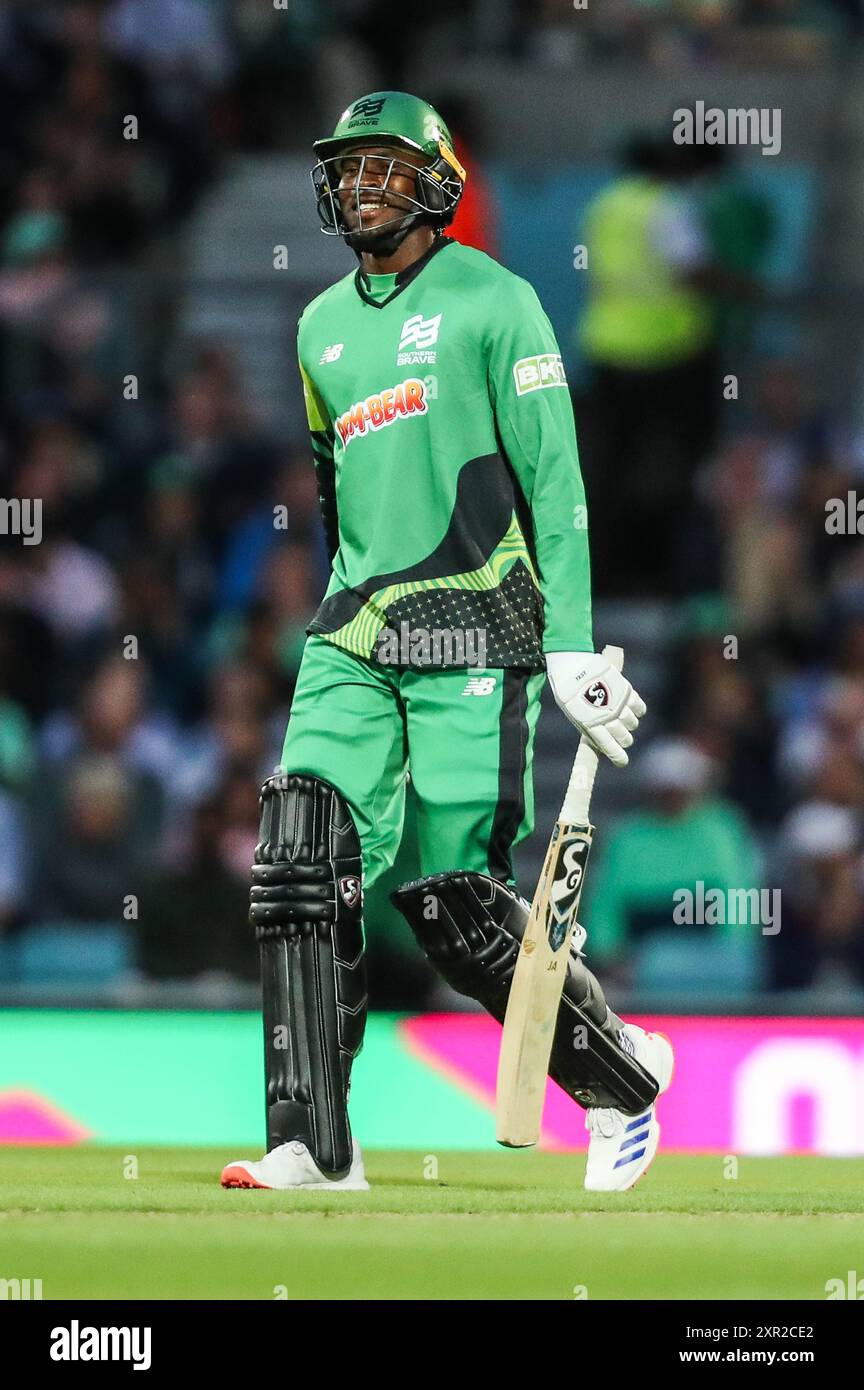 Jofra Archer of Southern Brave reacts following his dismissal during ...