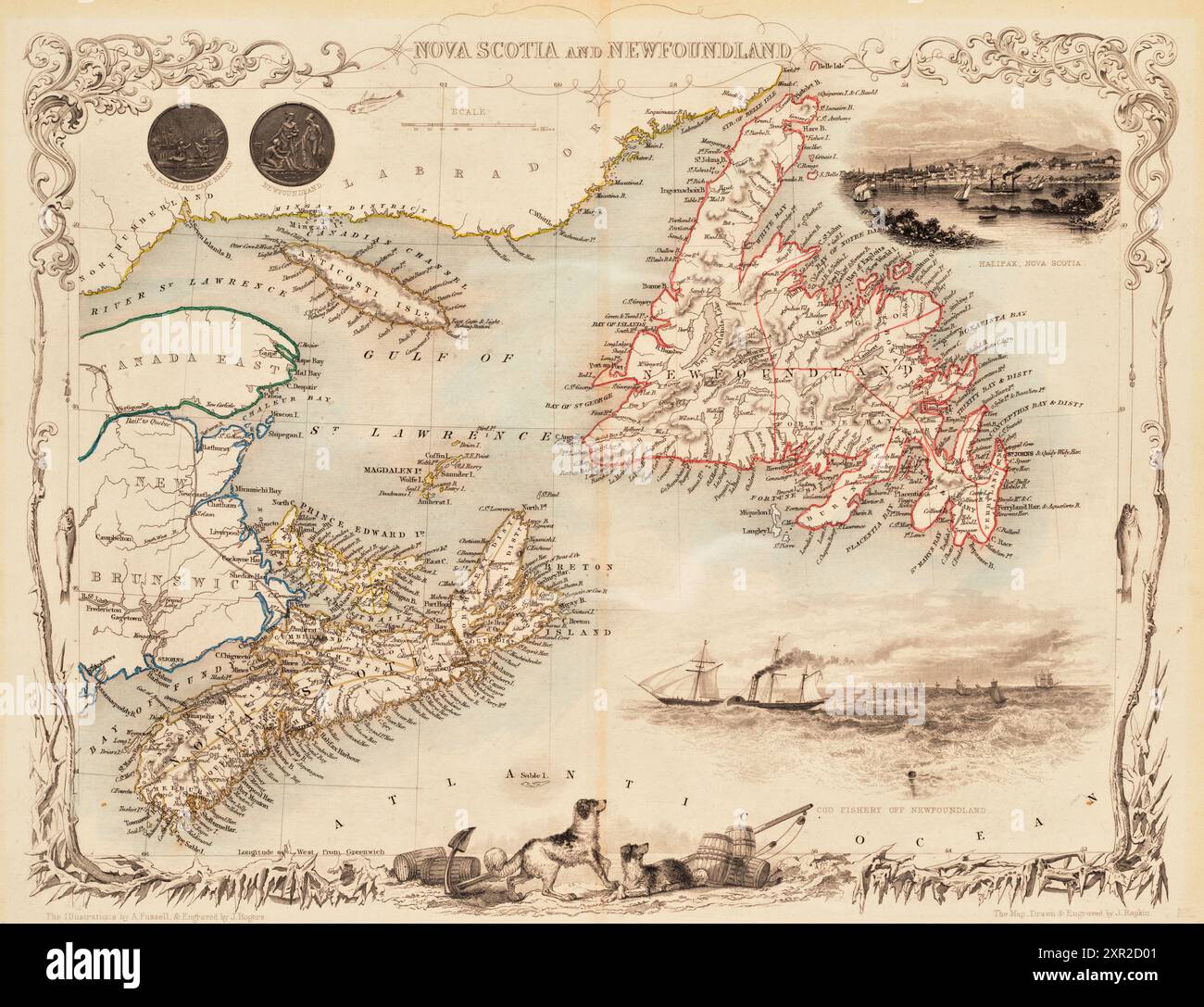 Vintage Pictorial Map. Nova Scotia and Newfoundland, Eastern Canada by ...