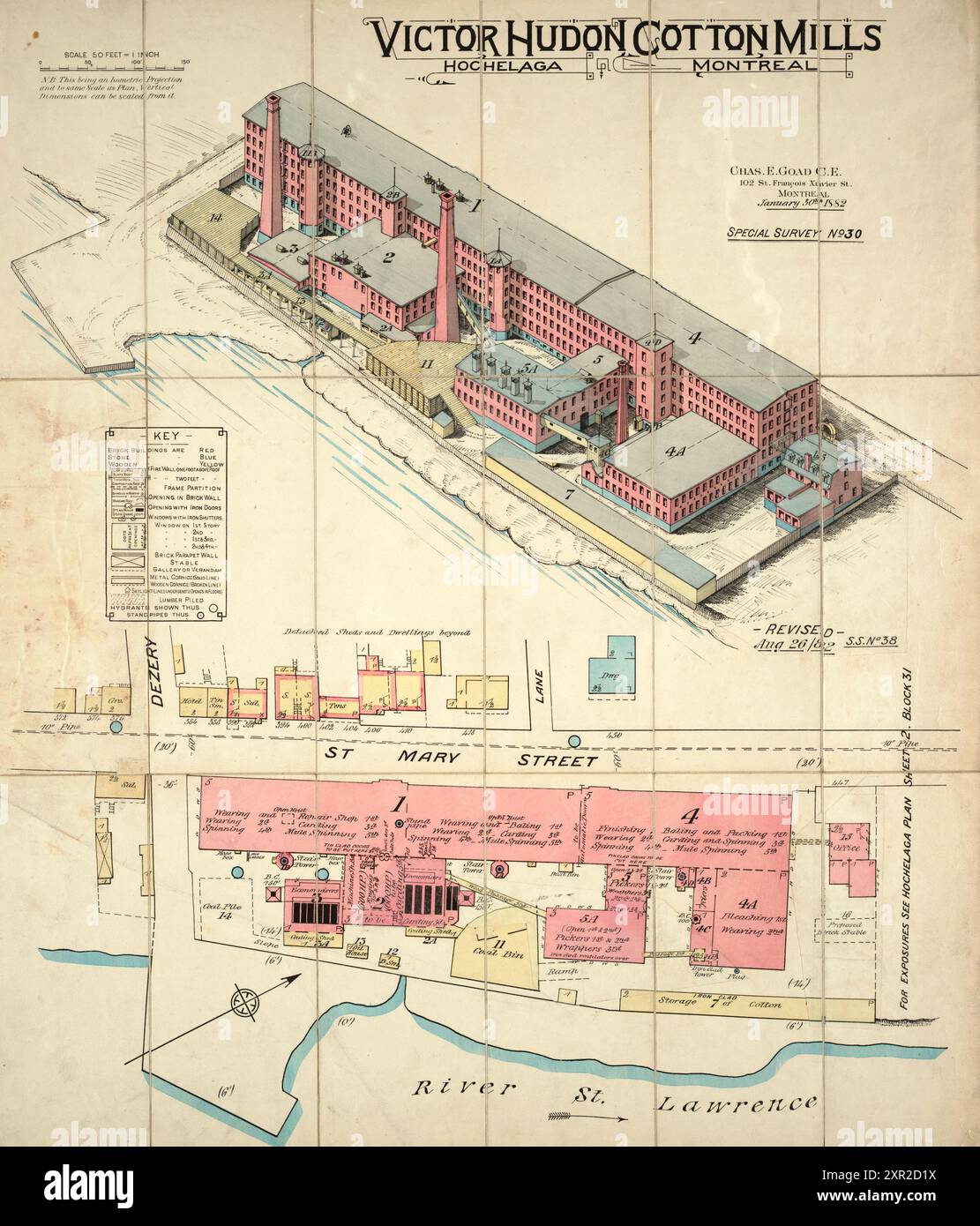 Vintage Architectural Illustration of Victor Hudon Cotton Mills ...