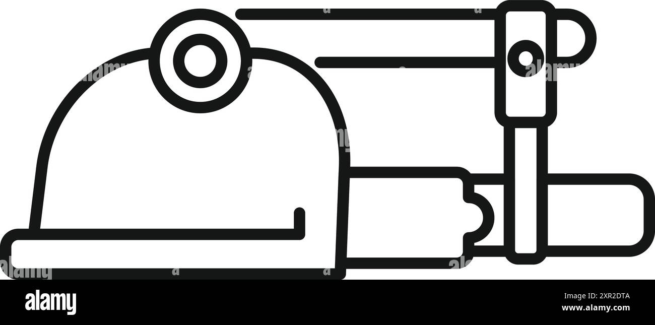 Black and white icon of a pipe cutter tool, useful for plumbing and ...