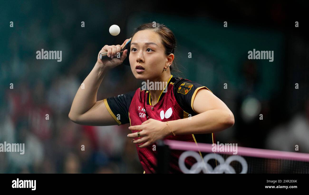 Germany's Yuan Wan plays against Japan's Miu Hirano during the women's ...