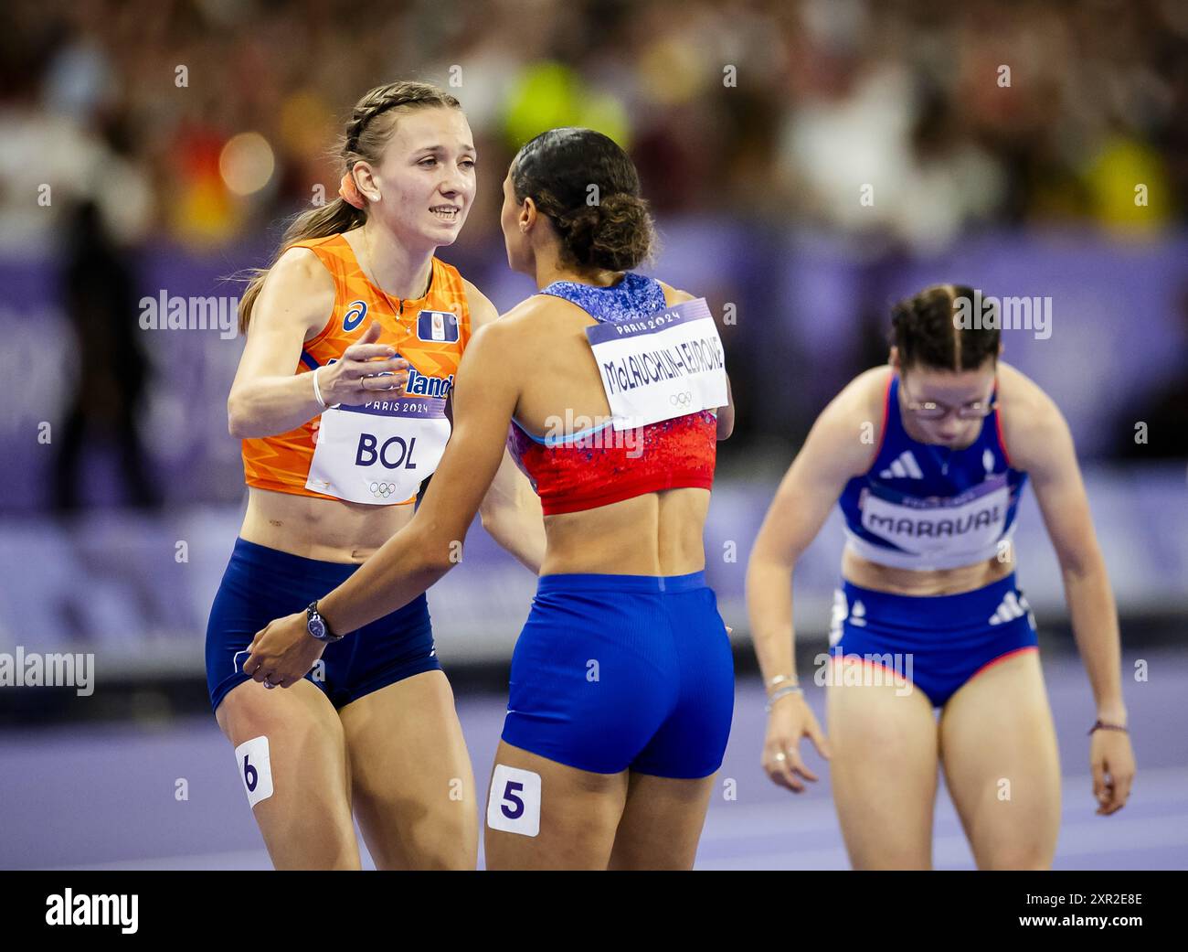 PARIS - Femke Bol and Sydney McLaughlin-Levrone after the final of the ...