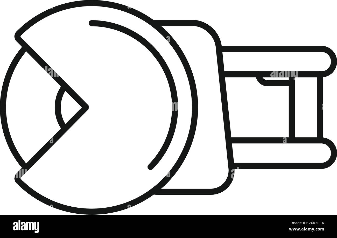 Circular saw cutting machine icon in outline style illustrating a power ...
