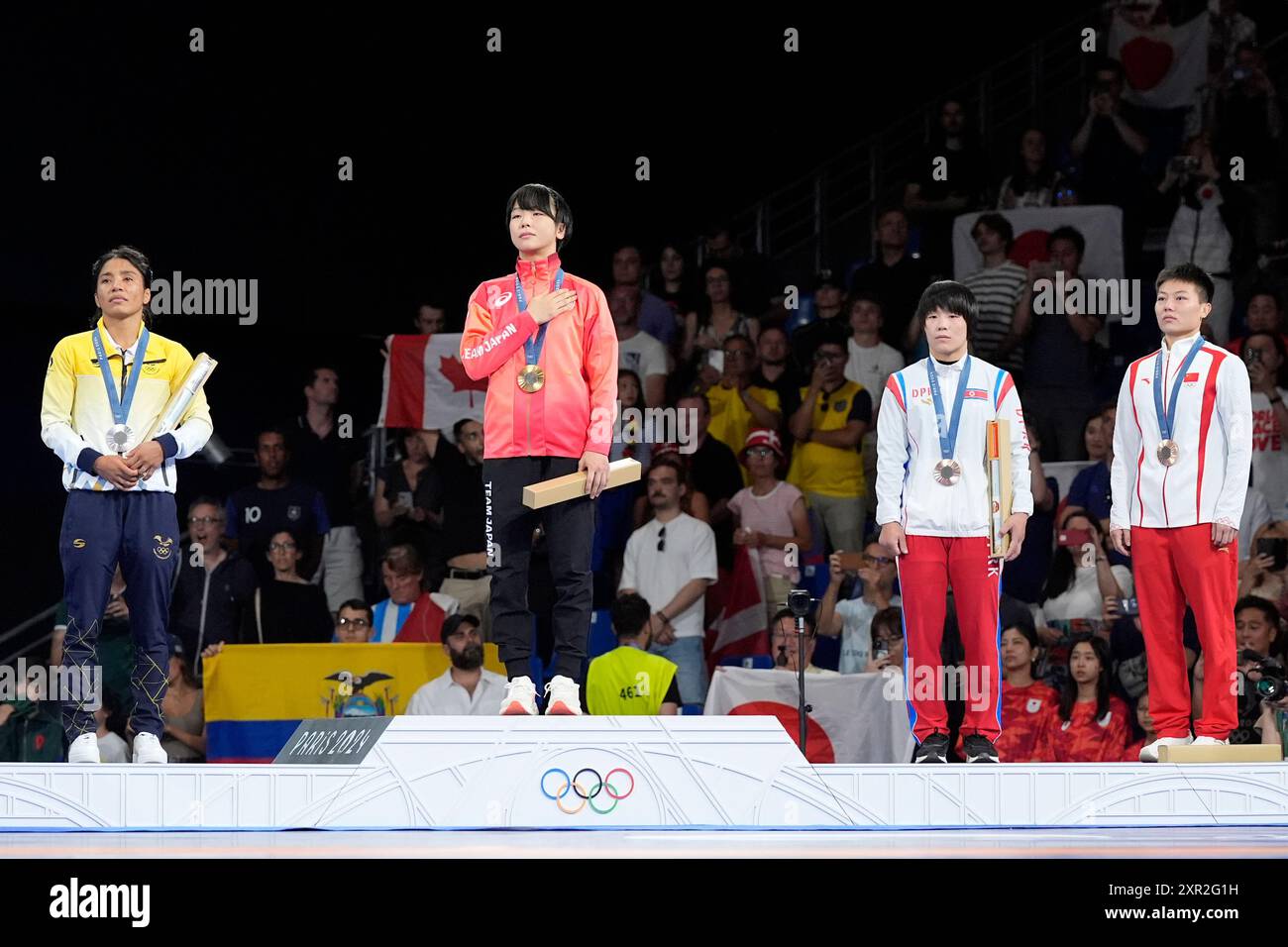Medalists, from left, Ecuador's Lucia Yamileth Yepez Guzman, silver ...
