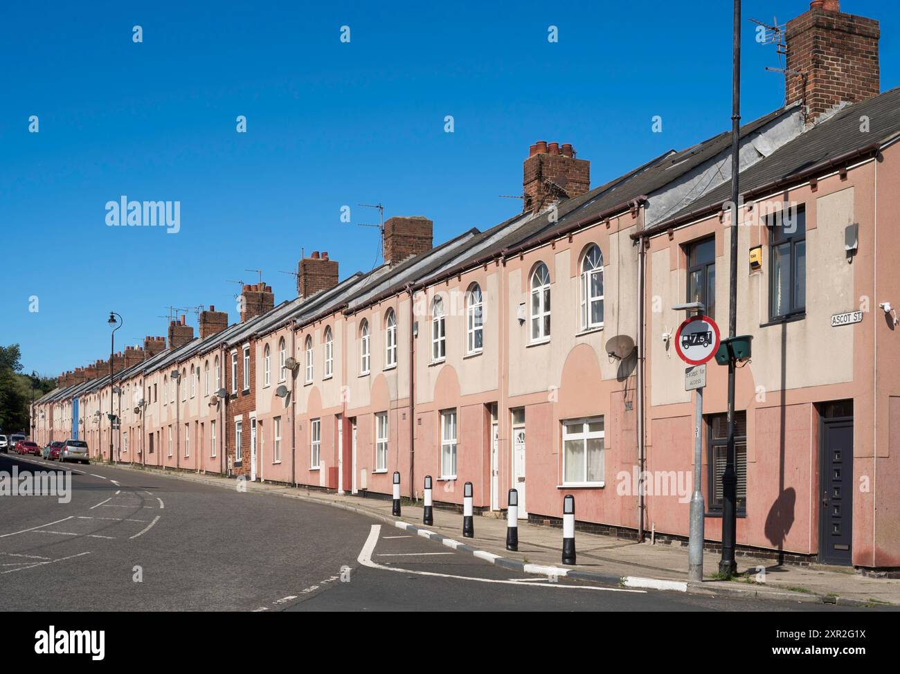 A row of terraced houses, Ascot Street, Easington Colliery, Co. Durham ...