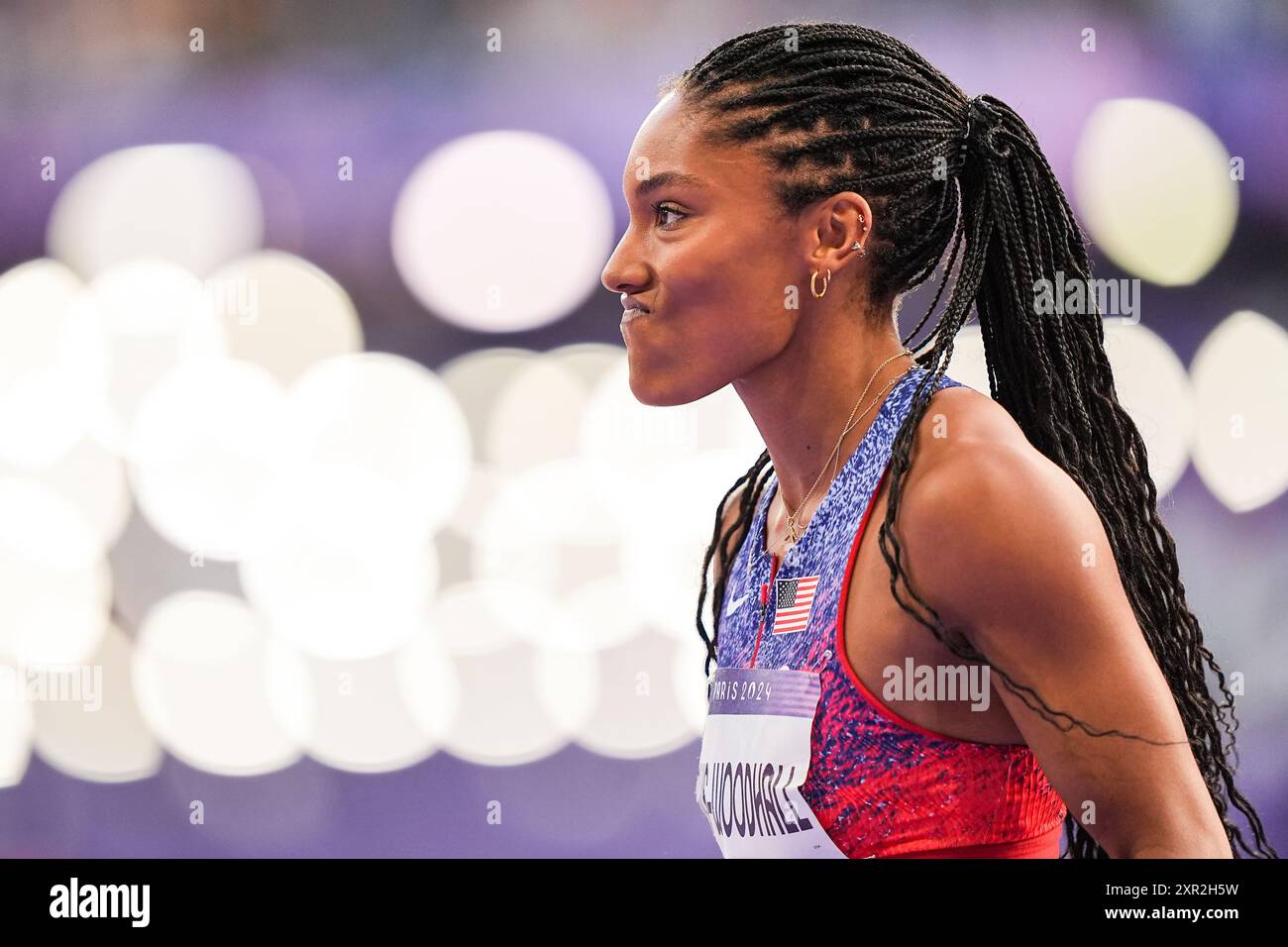 Tara Davis-Woodhall of United States reacts during Women's Long Jump ...