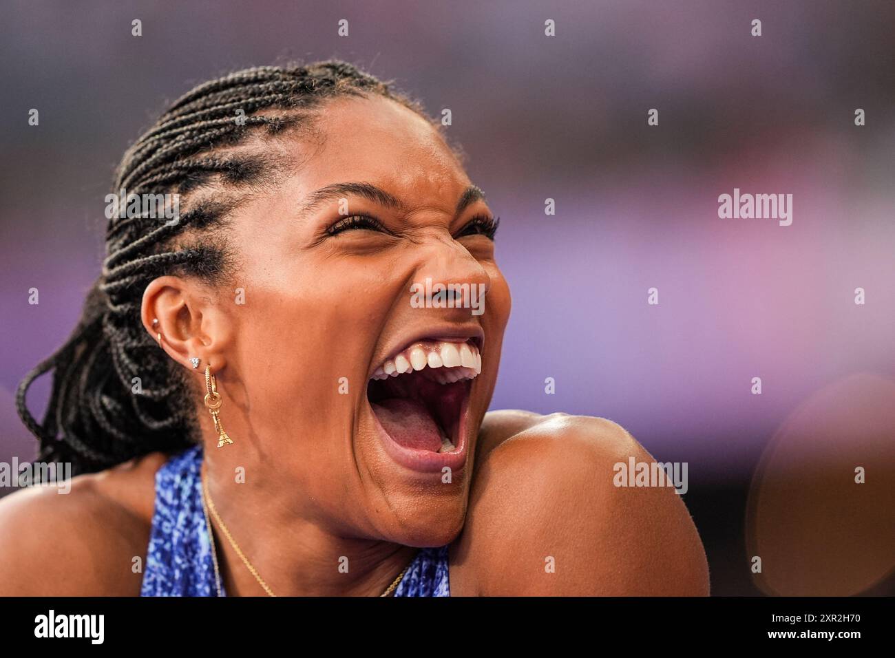 Tara Davis-Woodhall of United States reacts during Women's Long Jump ...
